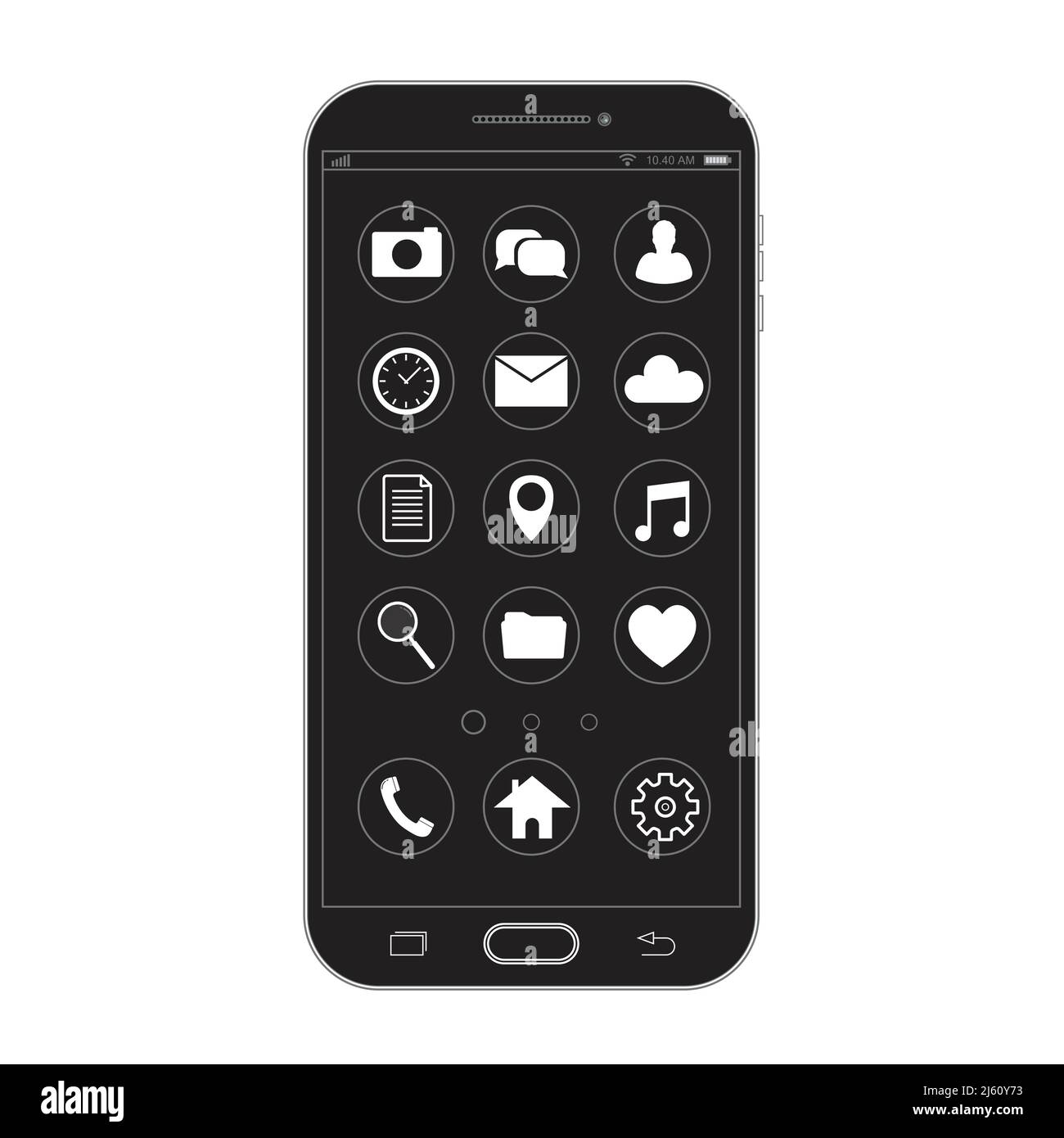 Outline drawing black smartphone. Elegant thin line style design ...