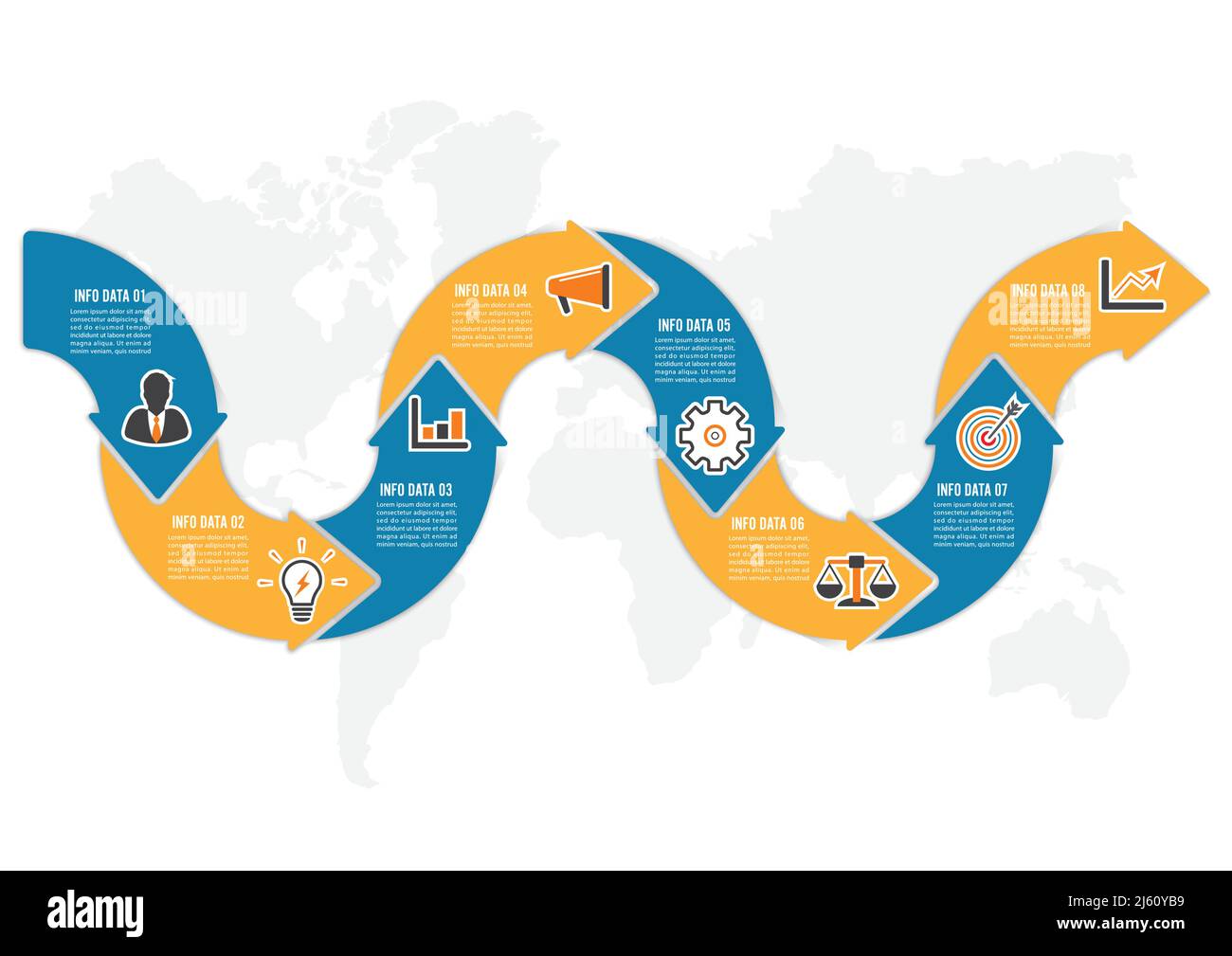 Timeline infographics design template with 8 options, process diagram ...