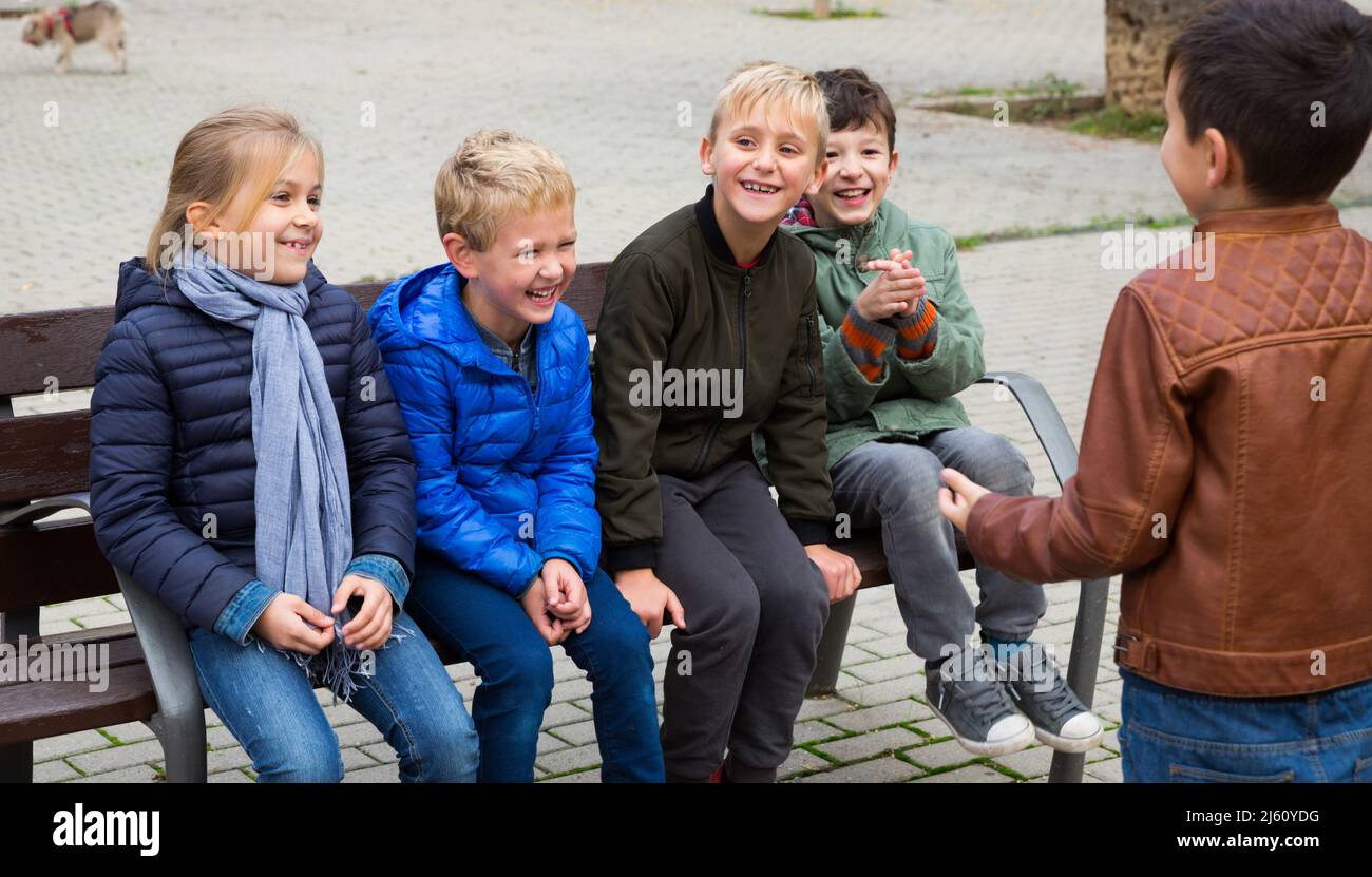 Children playing with small ball outdoor Stock Photo - Alamy