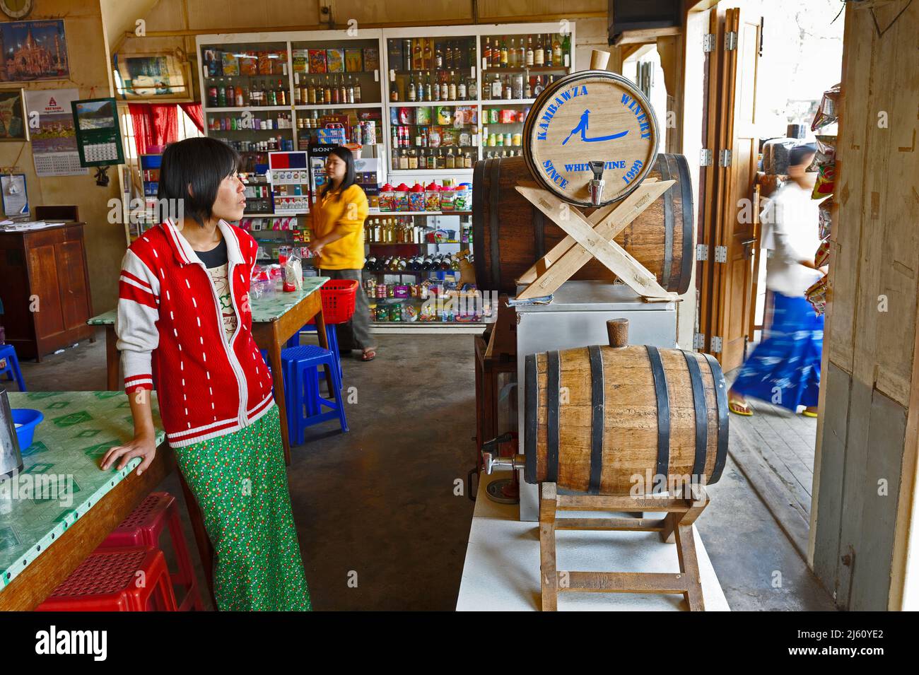 Wine, beer and liquor store in the Shan State of Myanmar (Burma Stock ...