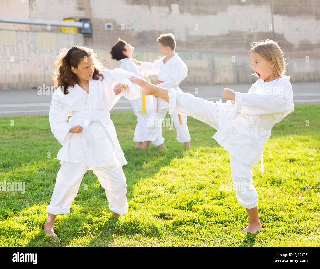 Kids sparring during karate training Stock Photo - Alamy