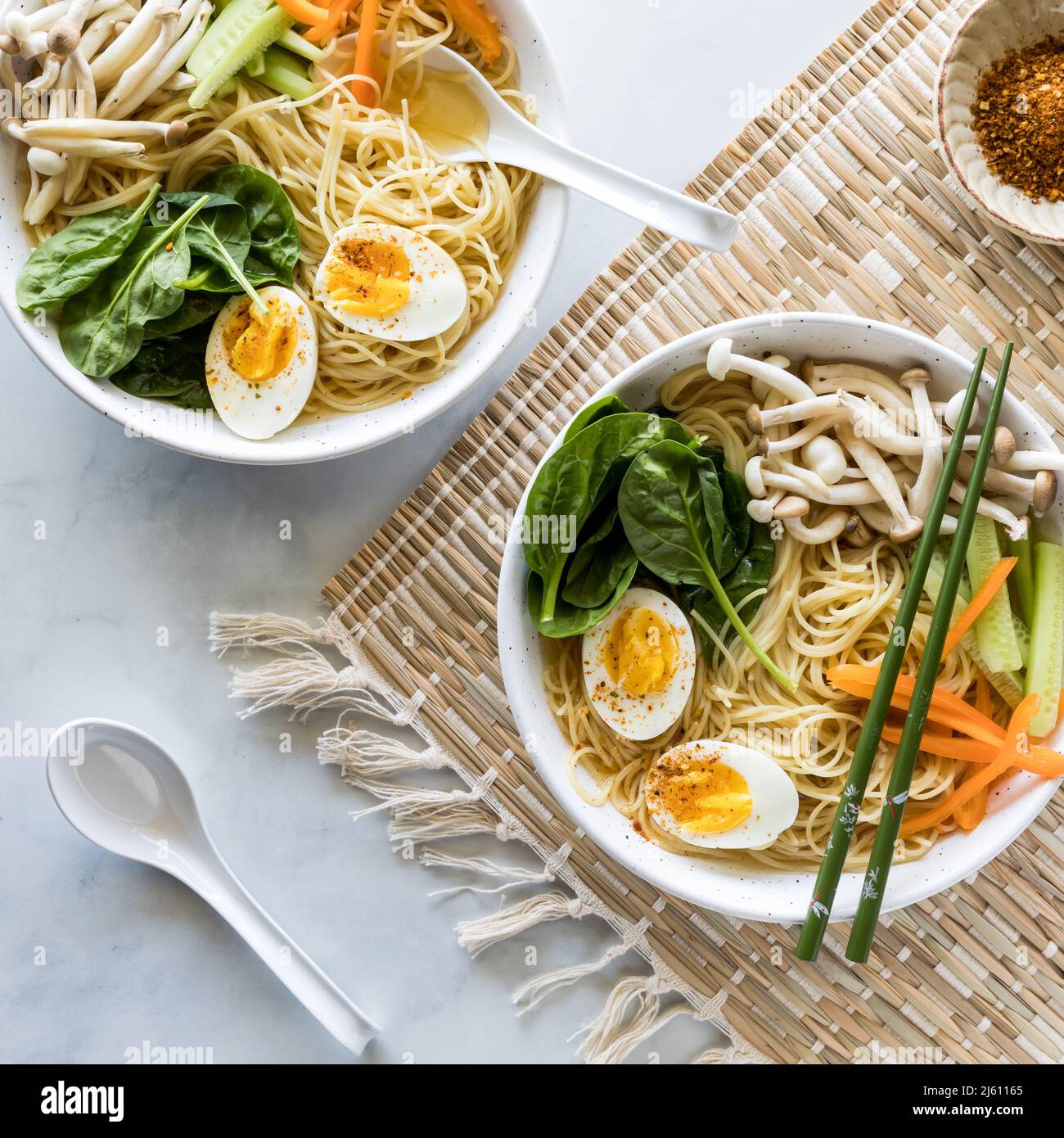 Pho soup, a traditional national Vietnamese dish, ready for eating ...