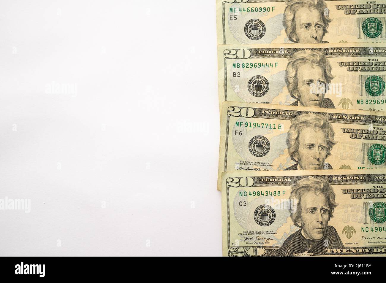 American currency with copy space on left Stock Photo - Alamy