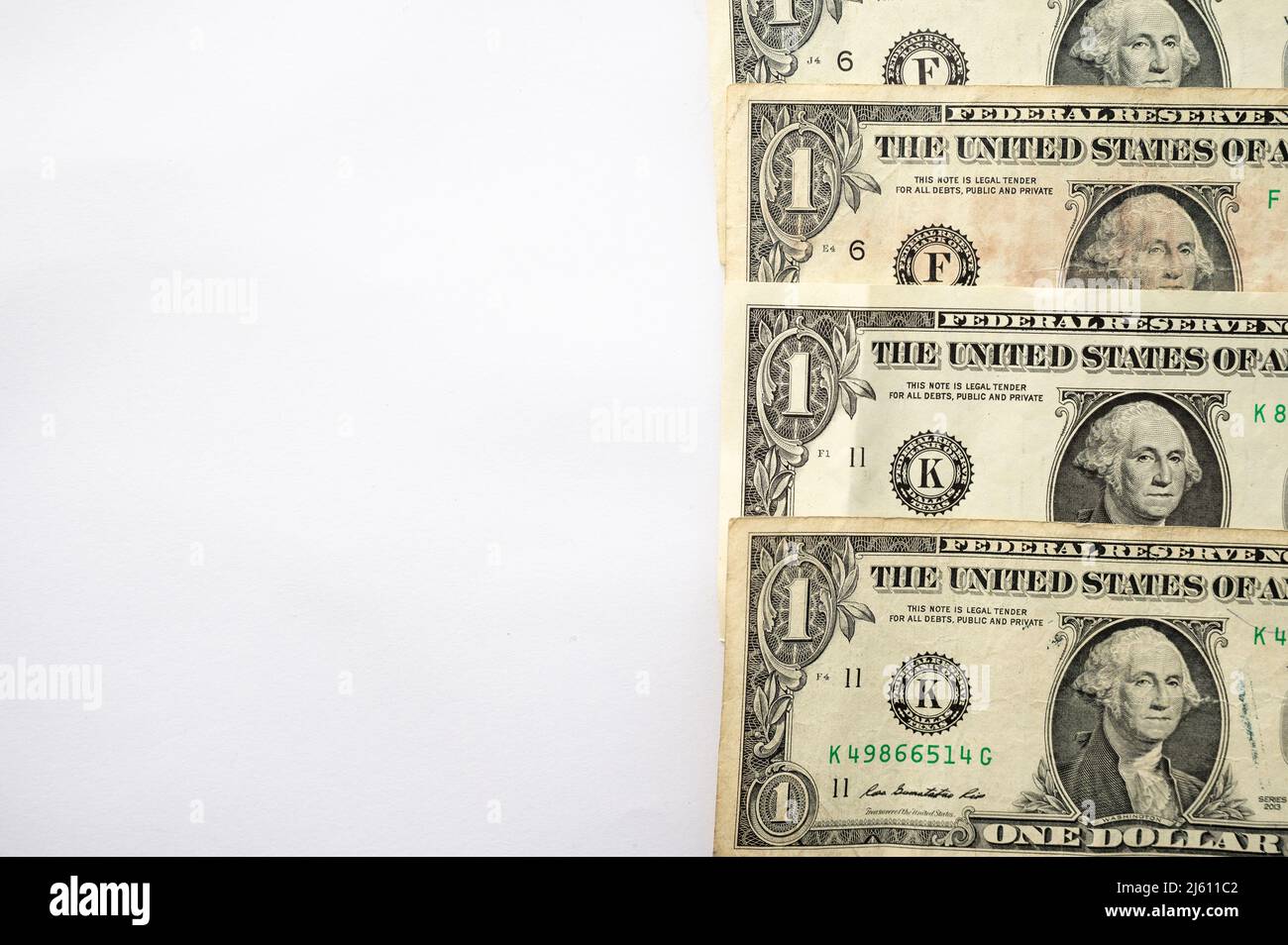 American currency with copy space on left Stock Photo - Alamy