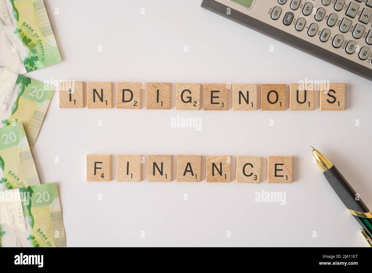 Calgary, Aberta - April 24, 2022: Indigenous finance concept with block ...