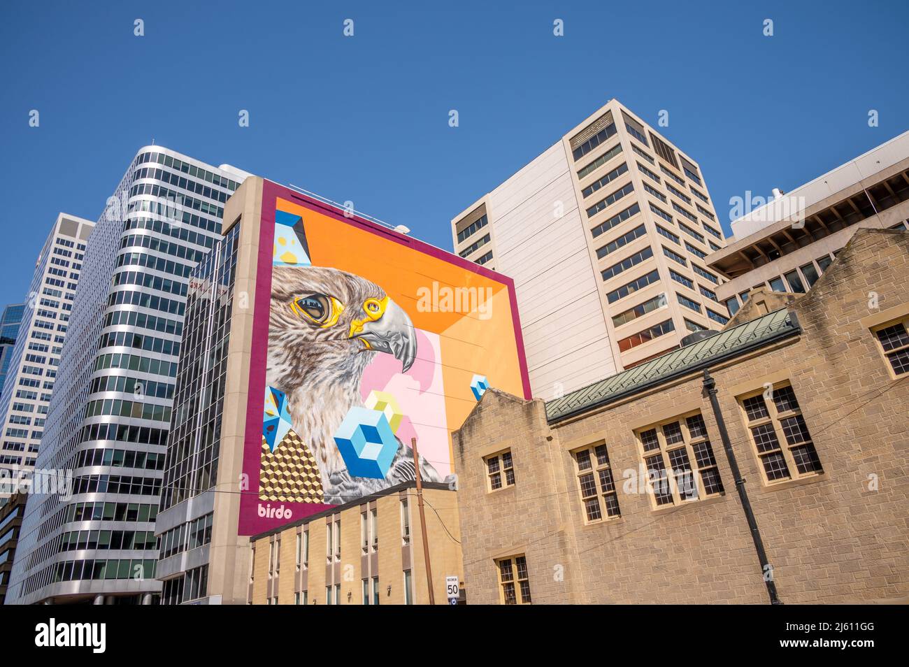 Calgary, Alberta - April 24, 2022: Beautiful mural in downtown Calgary ...
