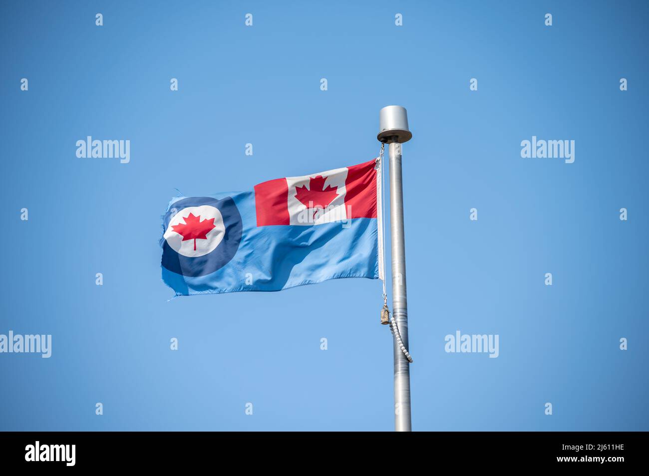 Royal Canadian Air Force (RCAF) flag on blue sky Stock Photo - Alamy