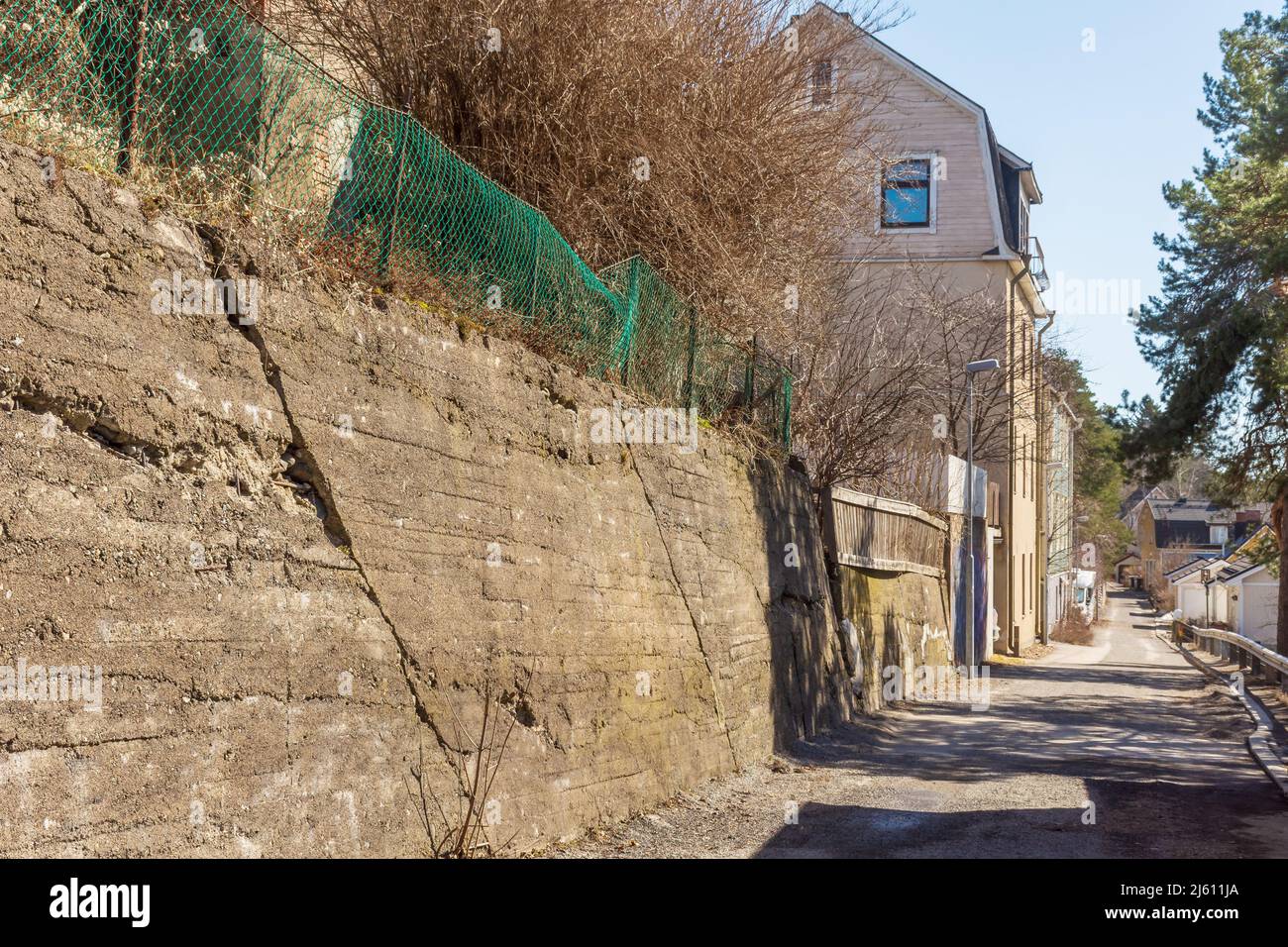 Old concrete wall by the Provastinkatu street in Pispala Tampere ...