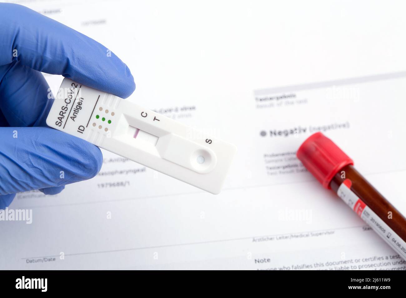 Express corona test. Negative covid antigen test Stock Photo - Alamy