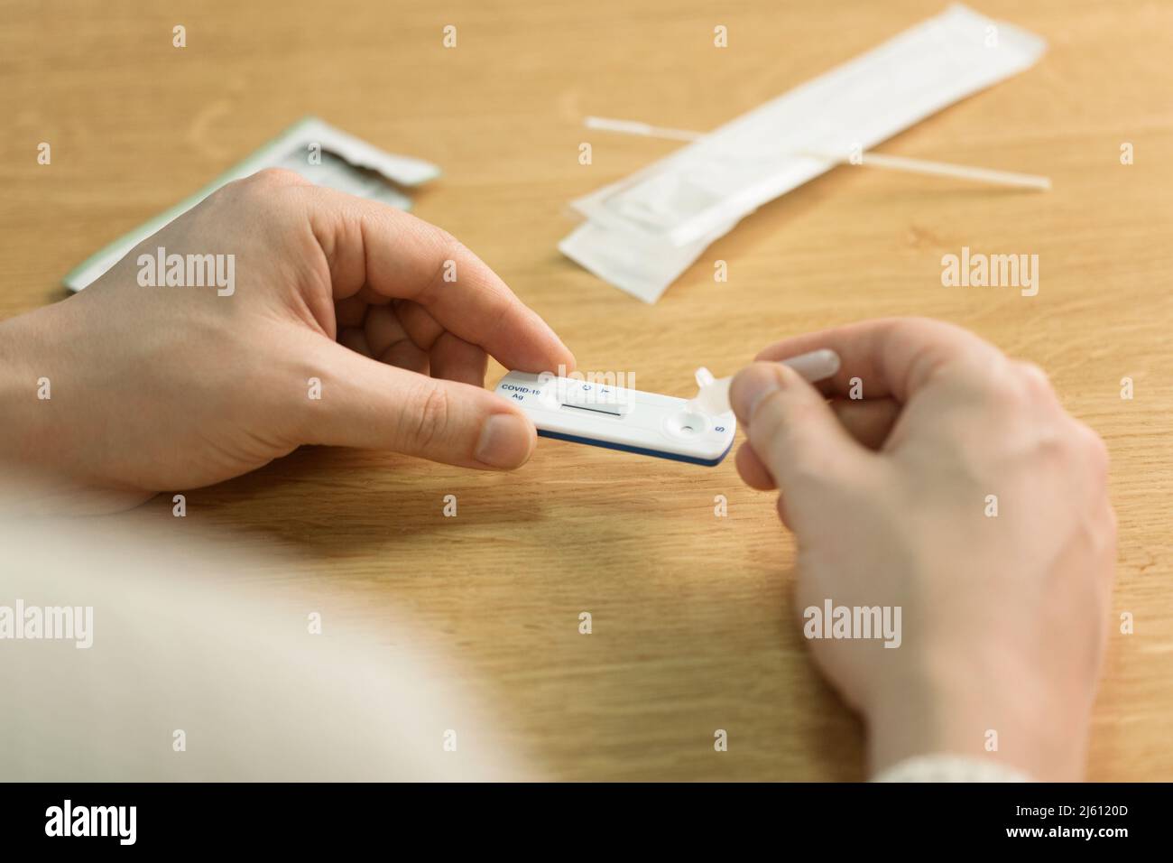 Covid rapid antigen nasal test. Self test at home or at corona test ...