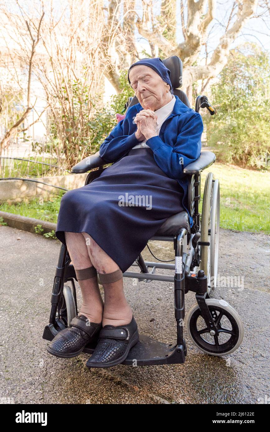 File photo dated February 10, 2021 of Sister Andre, Lucile Randon in ...