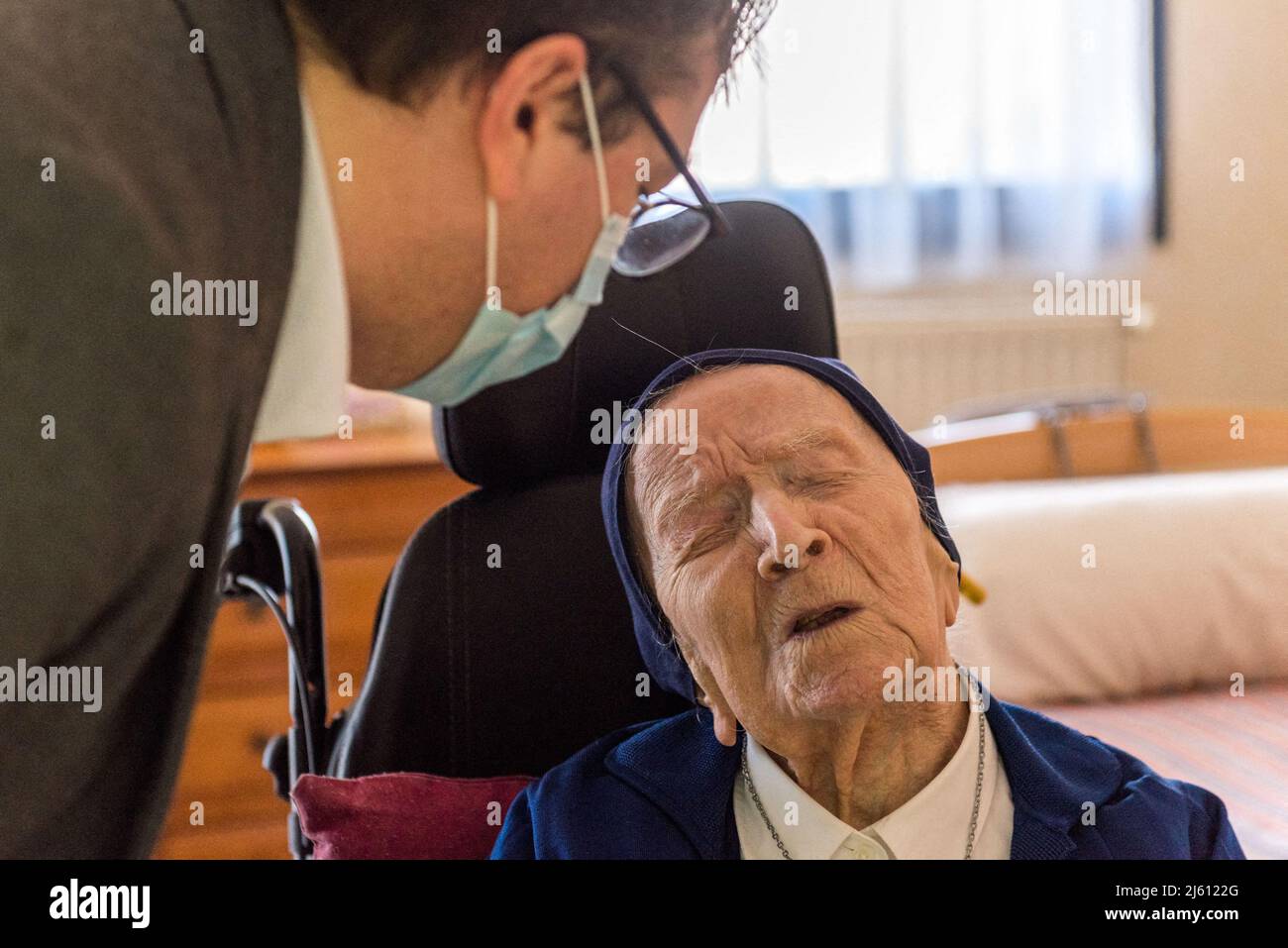File photo dated February 10, 2021 of Sister Andre, Lucile Randon in ...