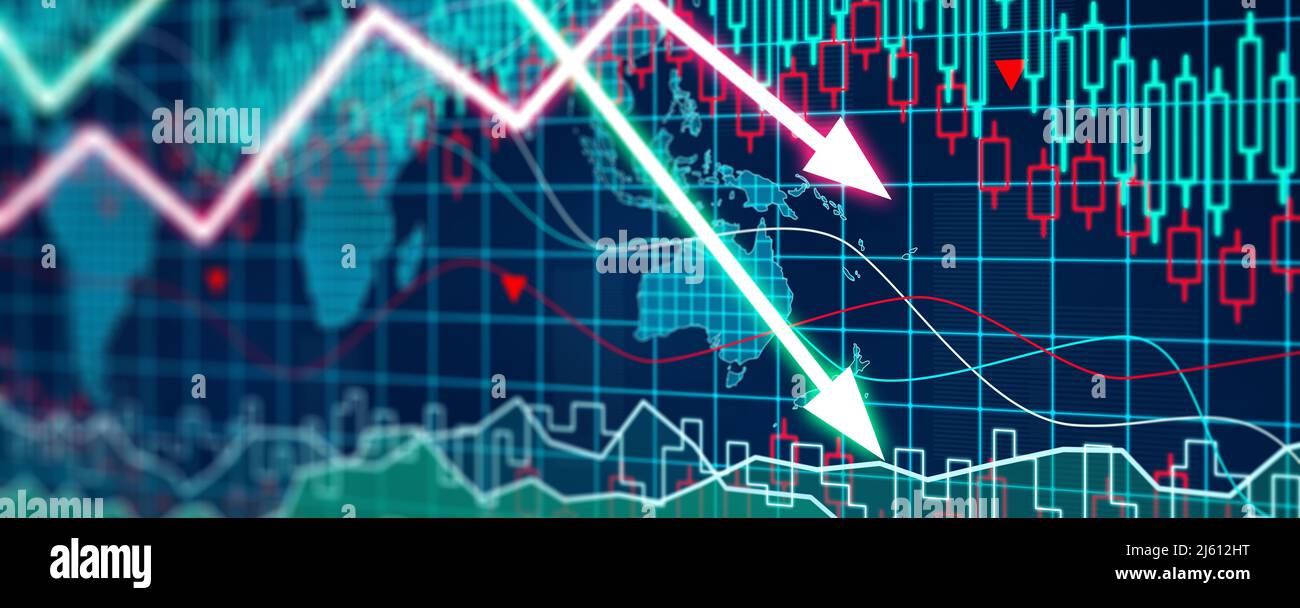 Graphs representing the stock market crash. 3d illustration Stock Photo ...