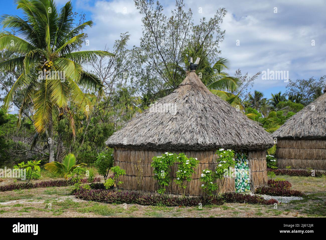 Traditional Kanak house on Ouvea Island, Loyalty Islands, New Caledonia ...