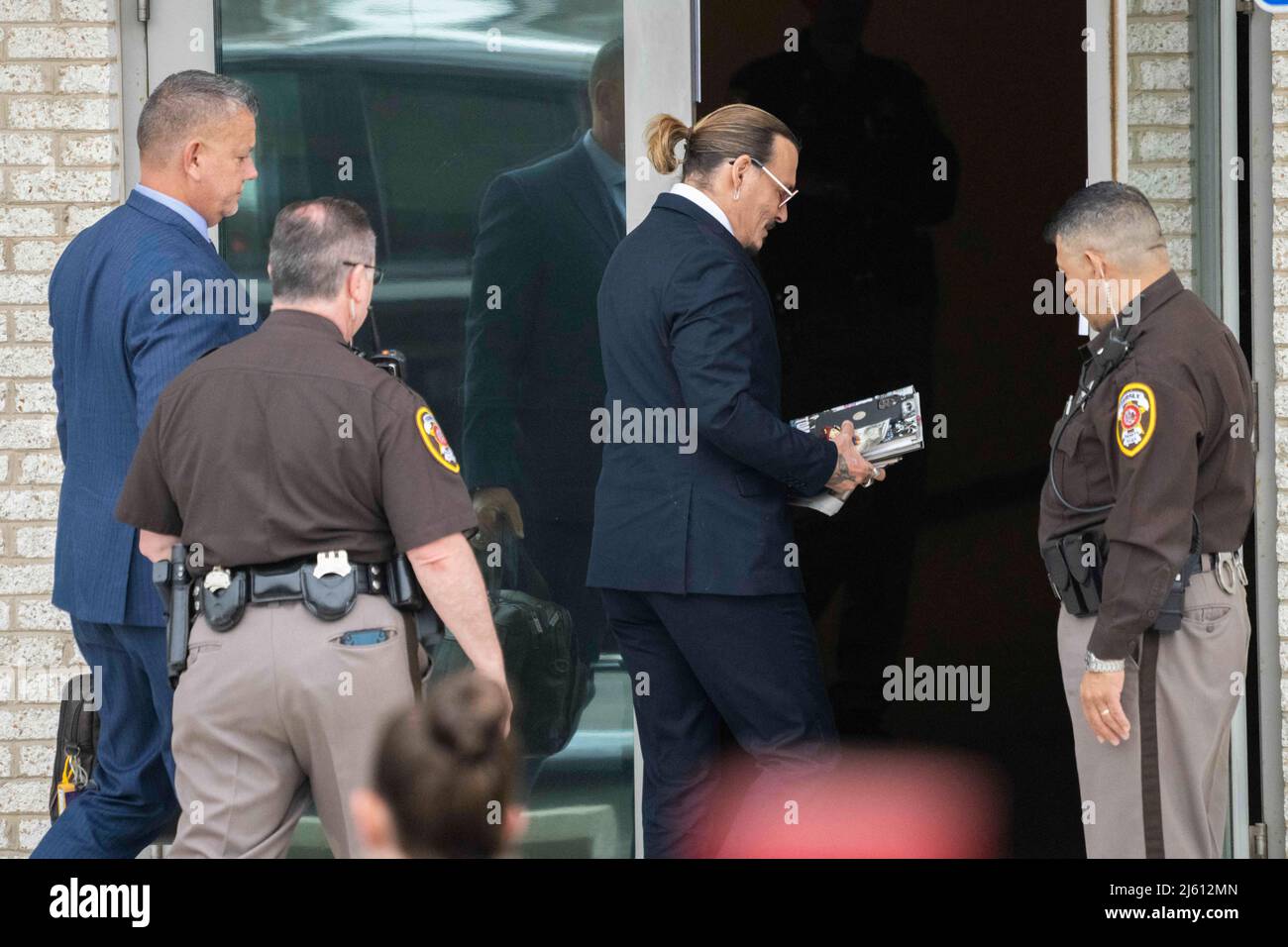 Actor Johnny Depp arrives for his anti-defamation trial at Fairfax ...