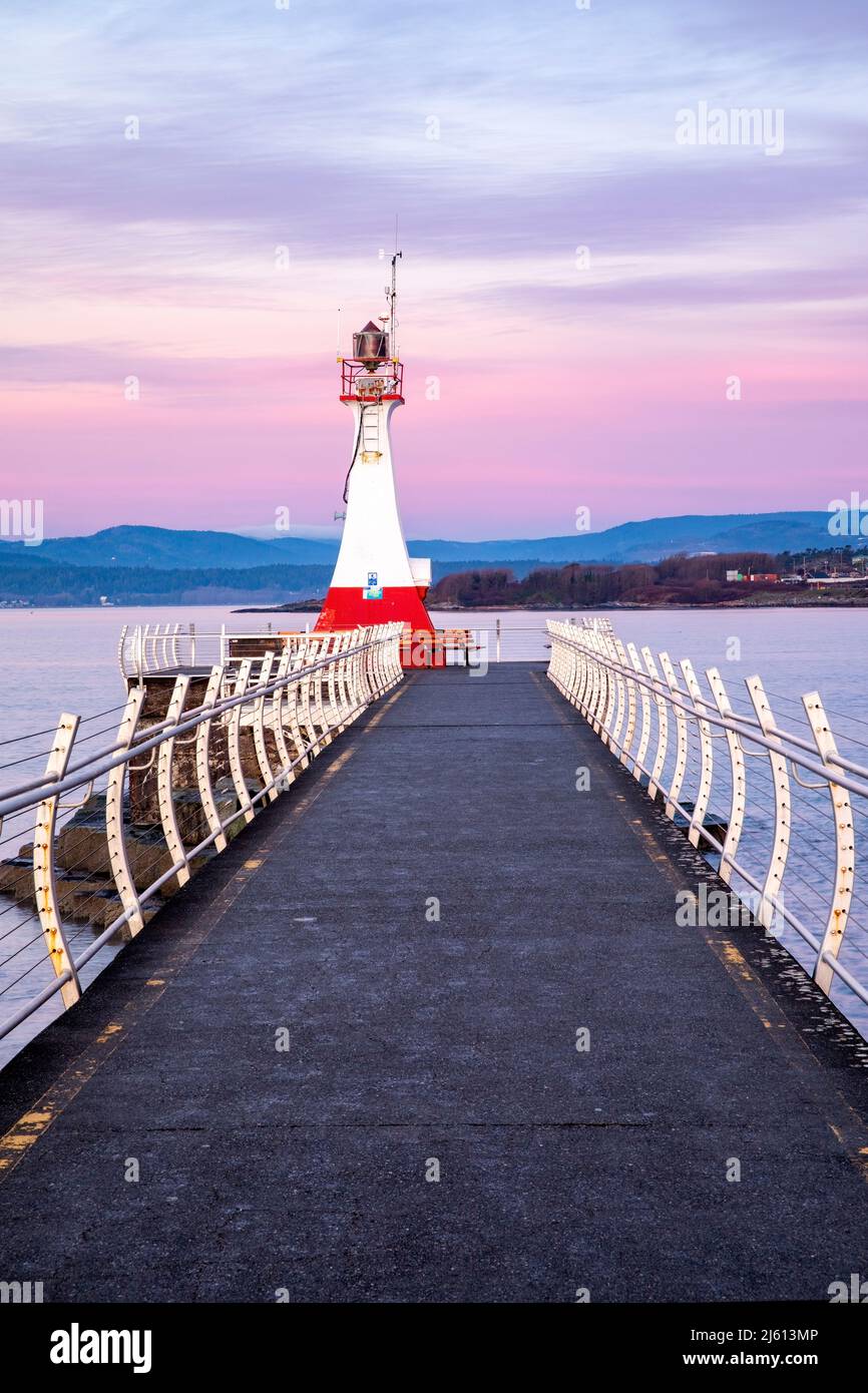 Ogden Point Breakwater Lighthouse at sunrise - Victoria, Vancouver ...