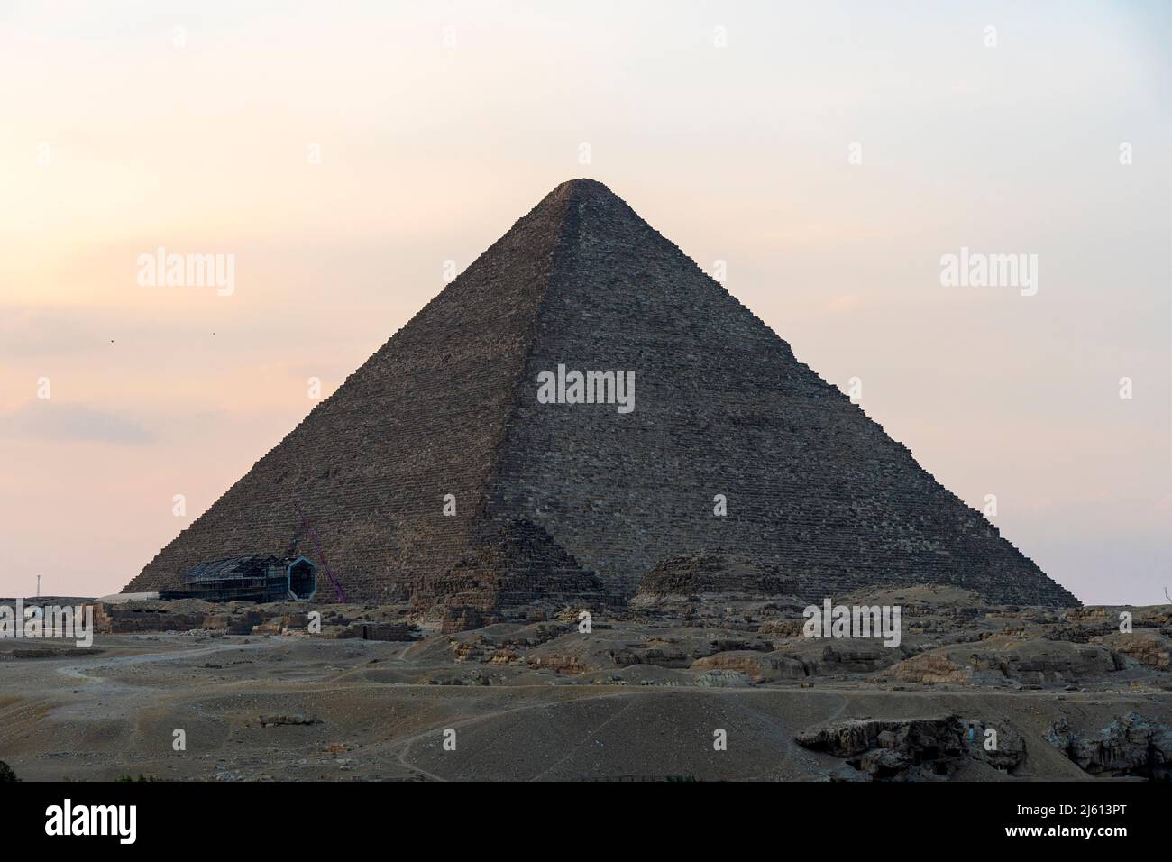 The great pyramid of Cheops in Cairo, Egypt. Pyramids of Khafra against ...