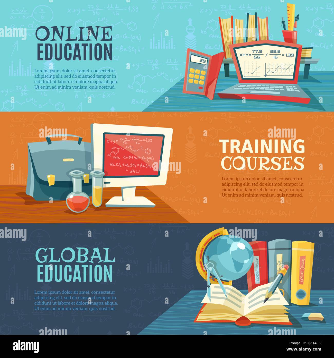 Global modern school education concept with training courses online 3 ...