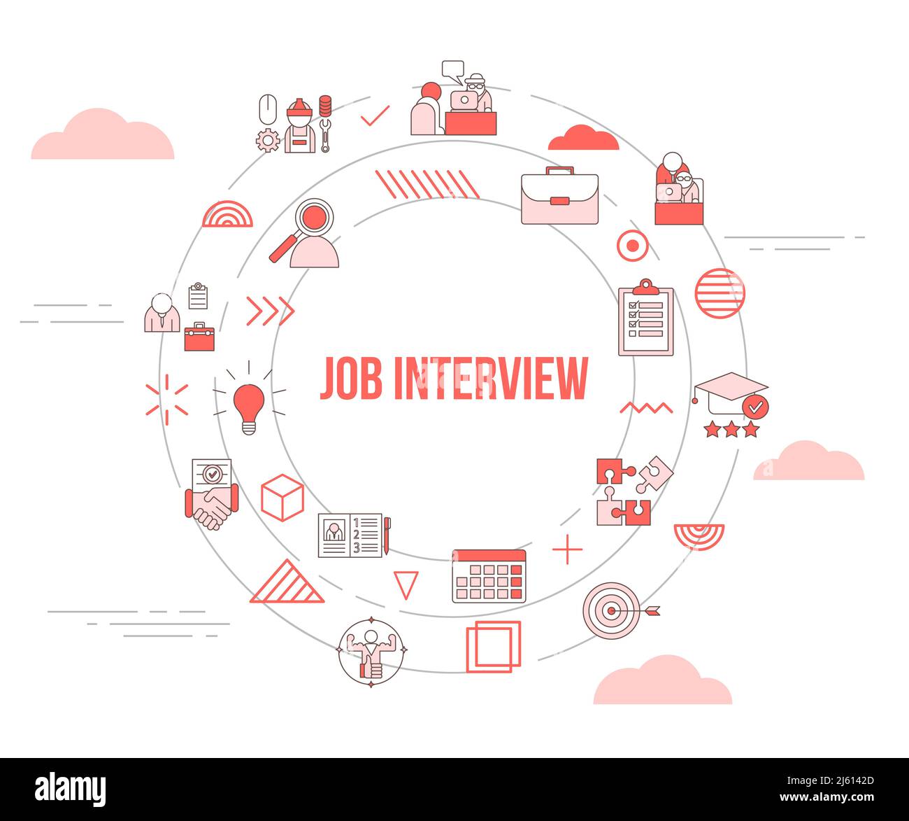 job interview concept with icon set template banner and circle round ...