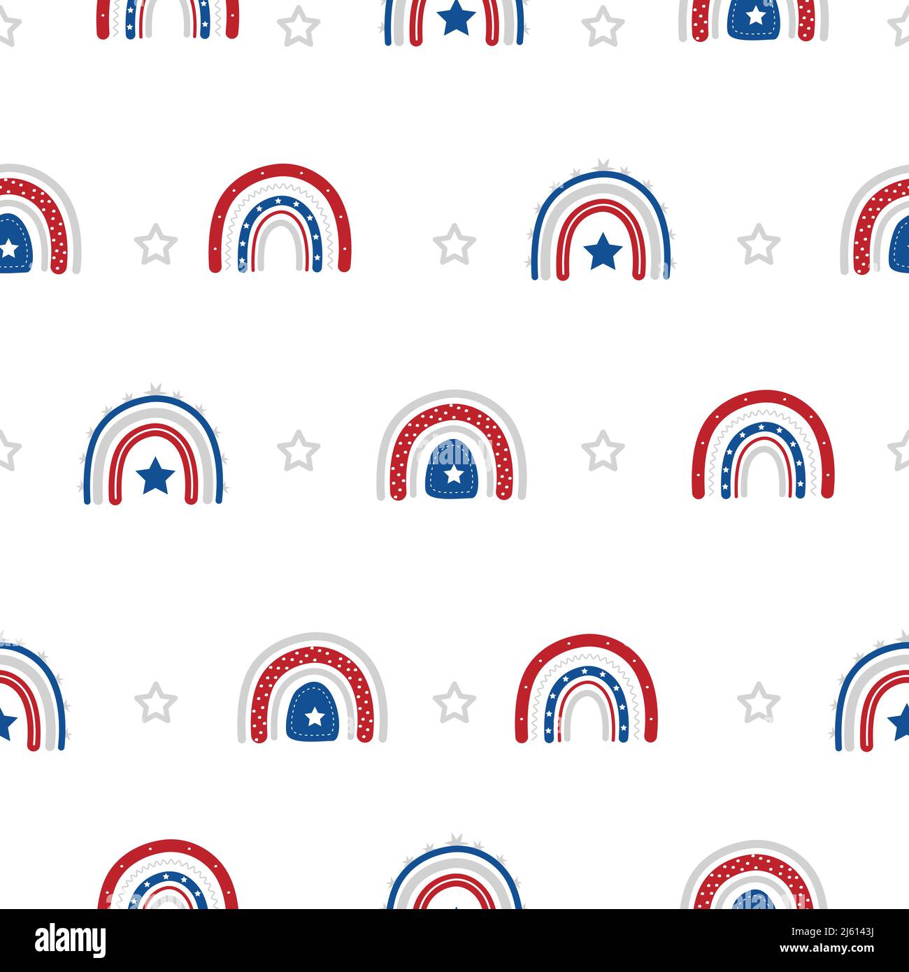 Seamless pattern with boho rainbow in USA flag colours. The United ...