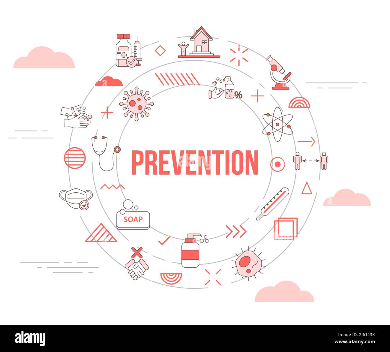 prevention virus spread concept with icon set template banner and ...