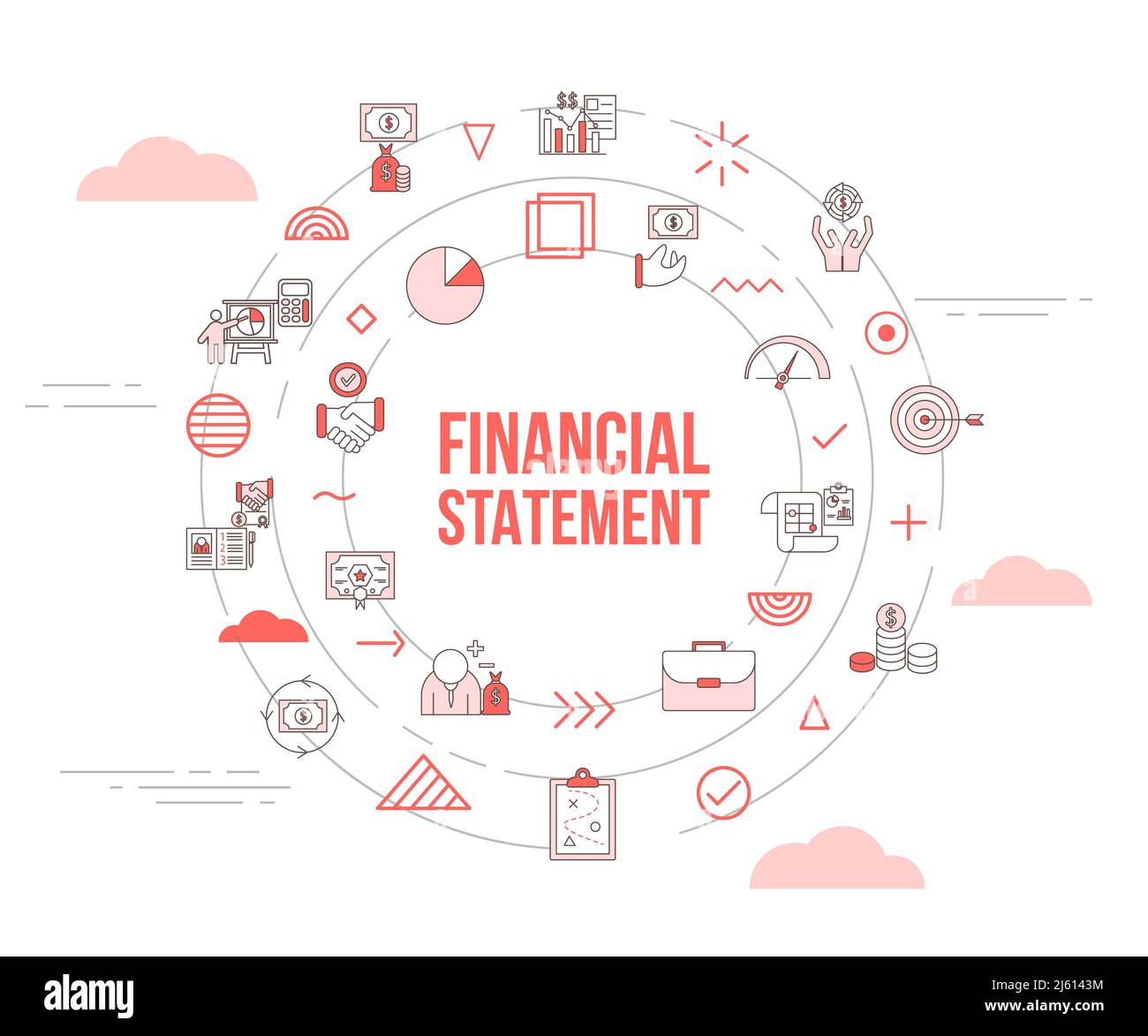 financial statement business personal concept with icon set template ...