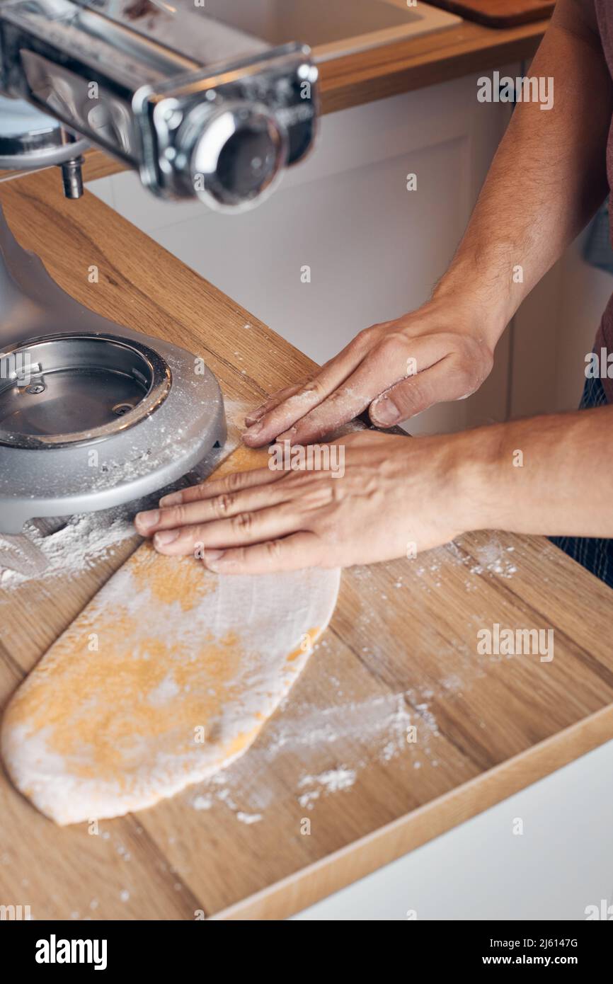 Making homemade pasta. The concept of healthy homemade food, Italian ...