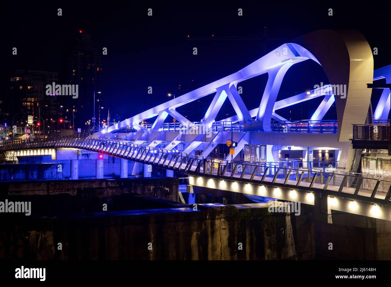 Johnson Street Bridge at night - Victoria, Vancouver Island, British ...