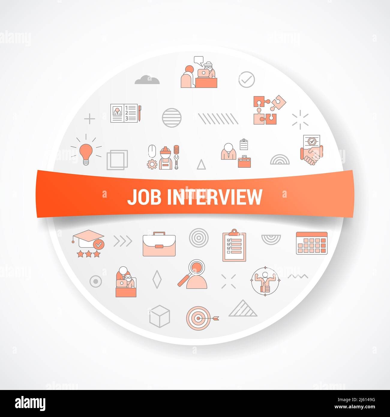 job interview concept with icon concept with round or circle shape for ...