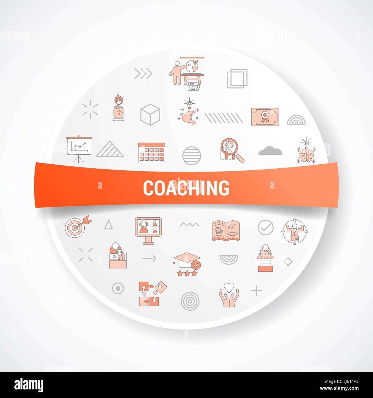 business coaching concept with icon concept with round or circle shape ...