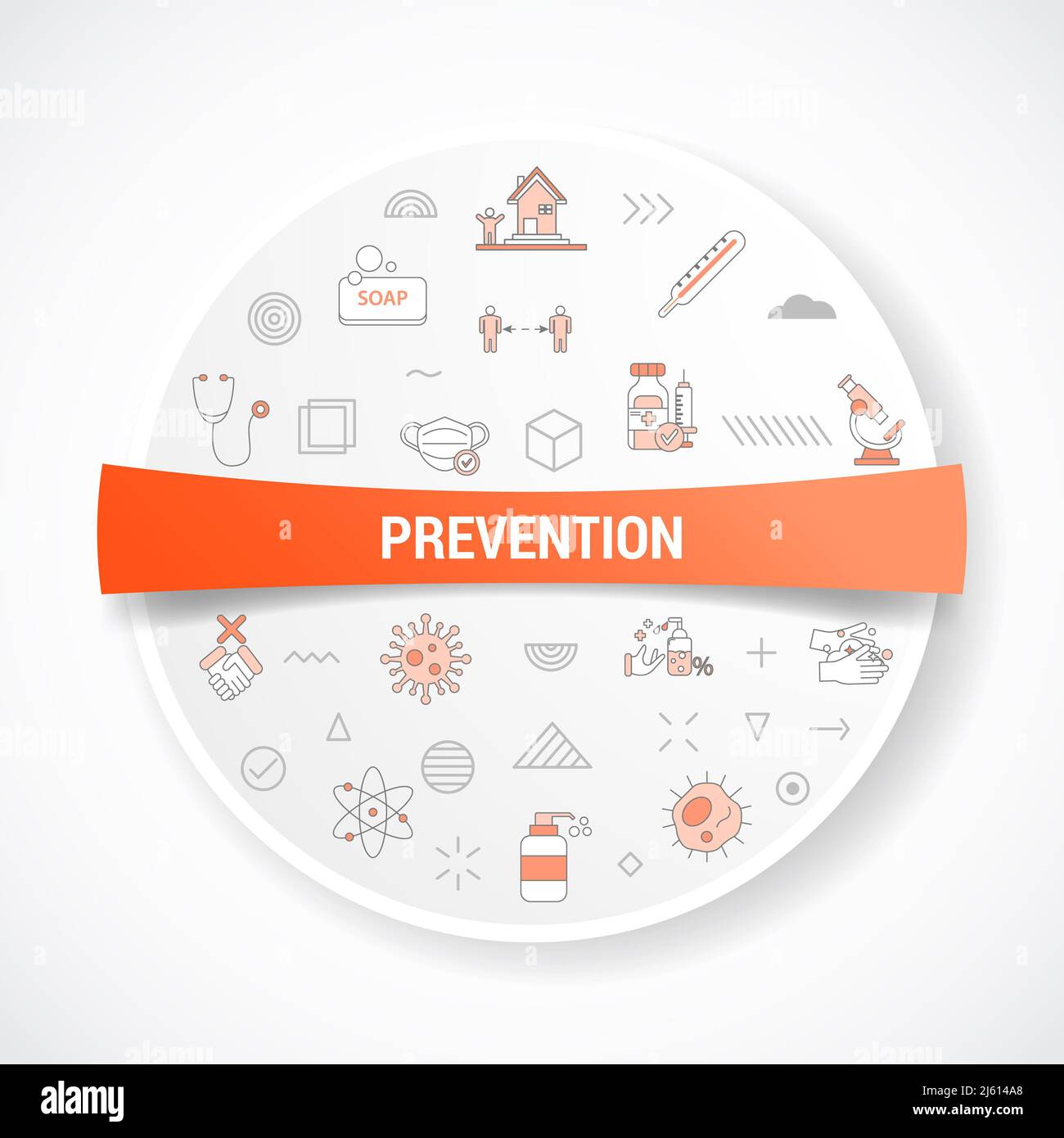 prevention virus spread concept with icon concept with round or circle ...