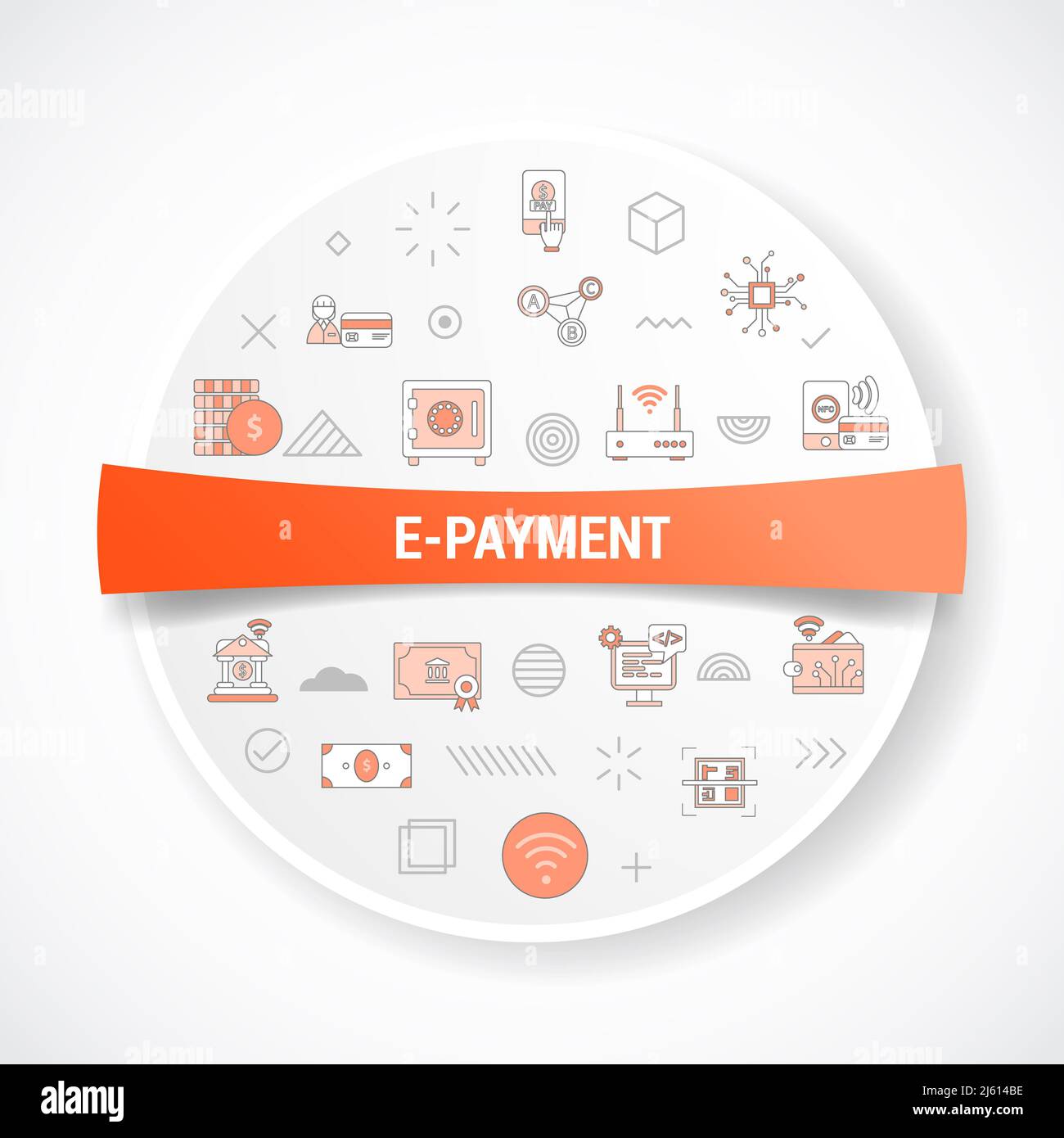 e-payment electronic concept with icon concept with round or circle ...