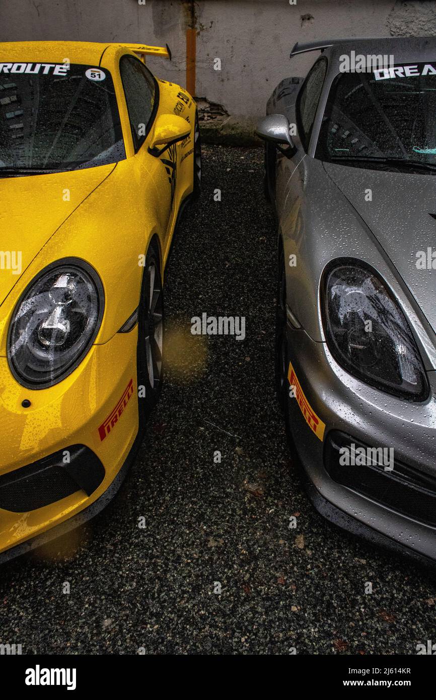 Porsche GT3 and Porsche Cayman GT4 Stock Photo - Alamy