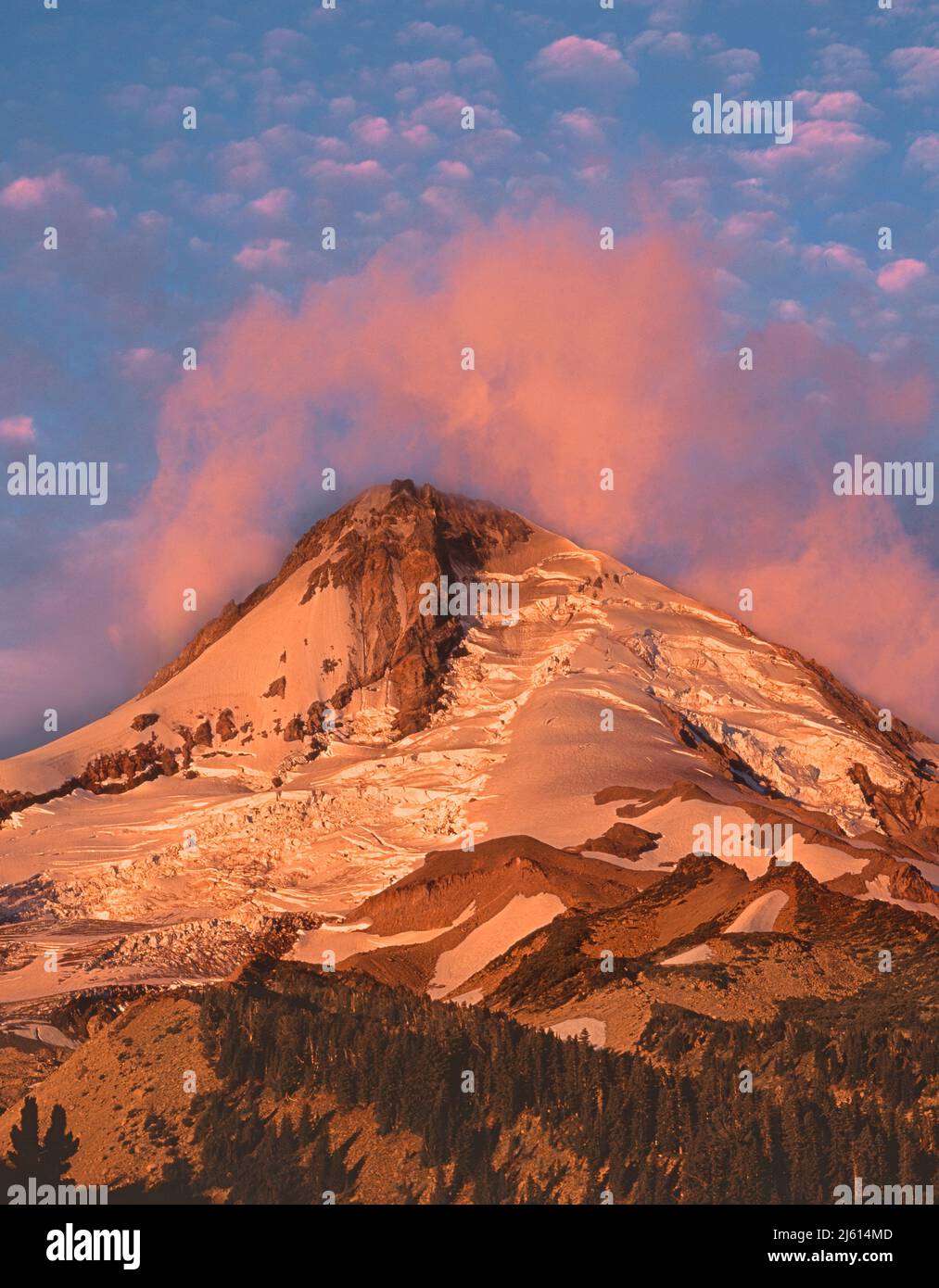 Sunrise on the north face of Mt. Hood from Cloud Cap Inn, Oregon Stock ...