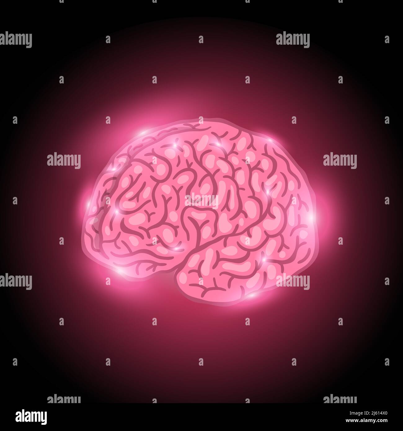Glowing thinking brain in the dark vector illustration Stock Vector ...