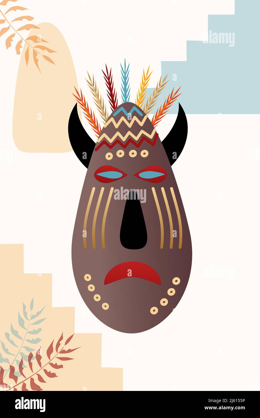 Vector, a stylish poster. African mask on a stylish abstract background ...