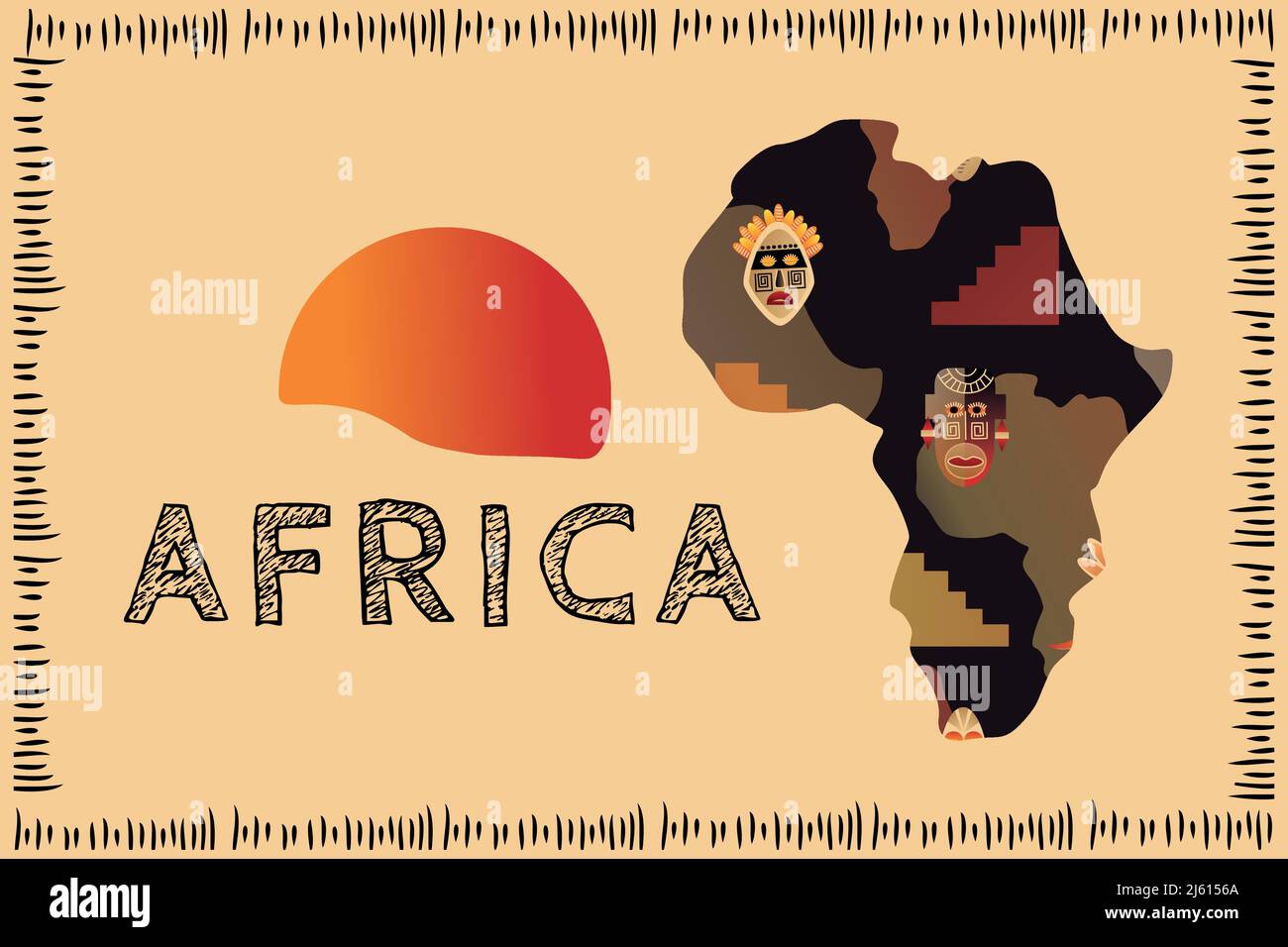 Continent Africa with patterns , vector illustration. Elements for ...