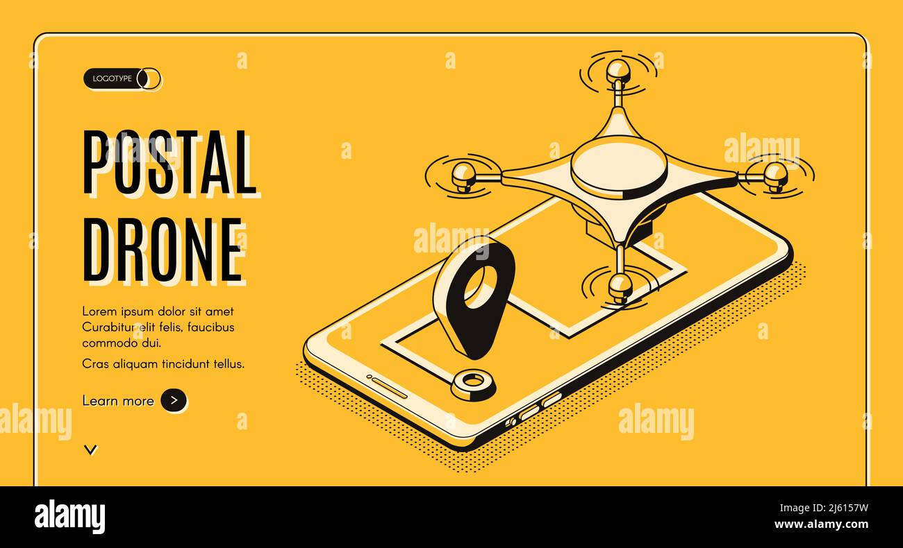 Postal company automated delivery service isometric vector web banner ...