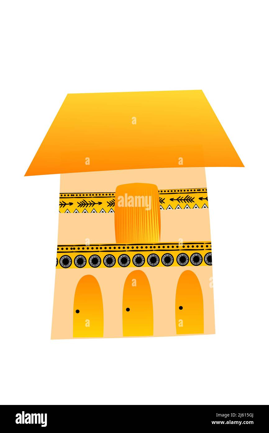 Vector Illustration of an African house or house of any tribe in orange ...