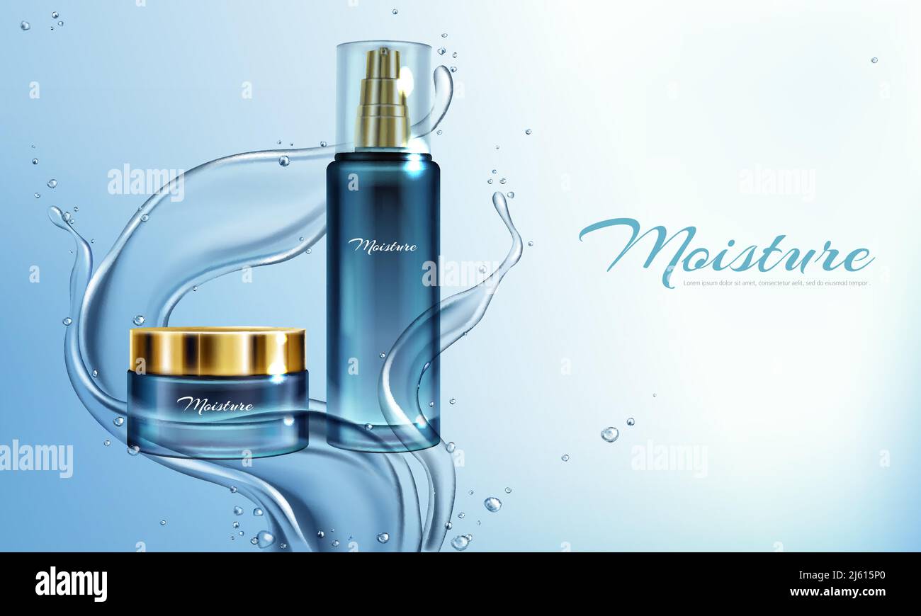 Vector 3d realistic illustration with moisturizing cream, lotion in ...