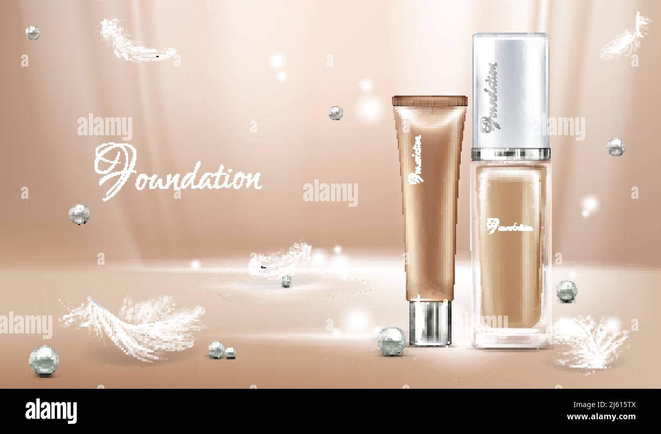Vector 3d realistic poster with concealer, beige cosmetics product in ...