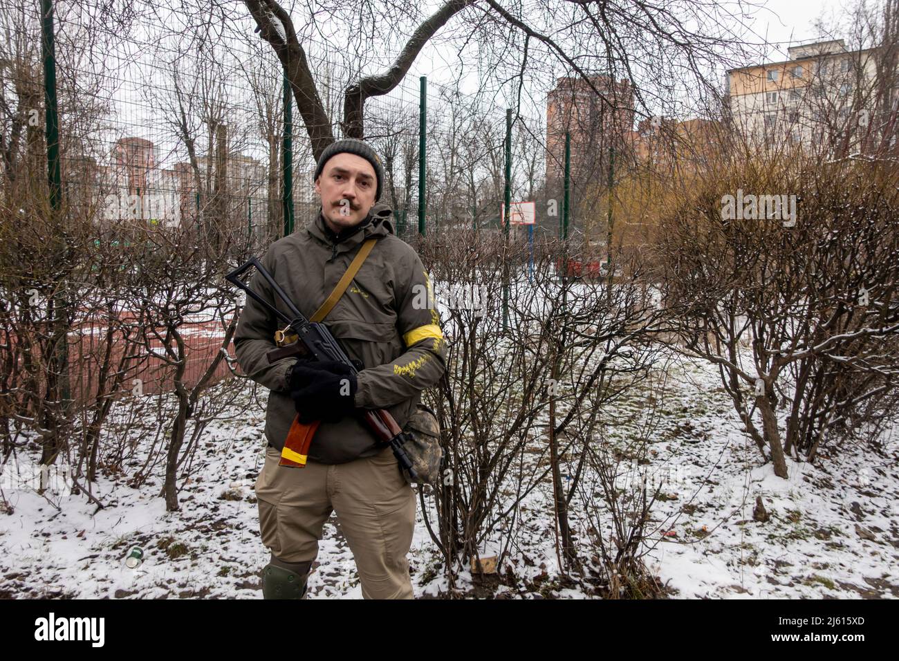KYIV, UKRAINE 01 March. A member of the Territorial defense forces ...