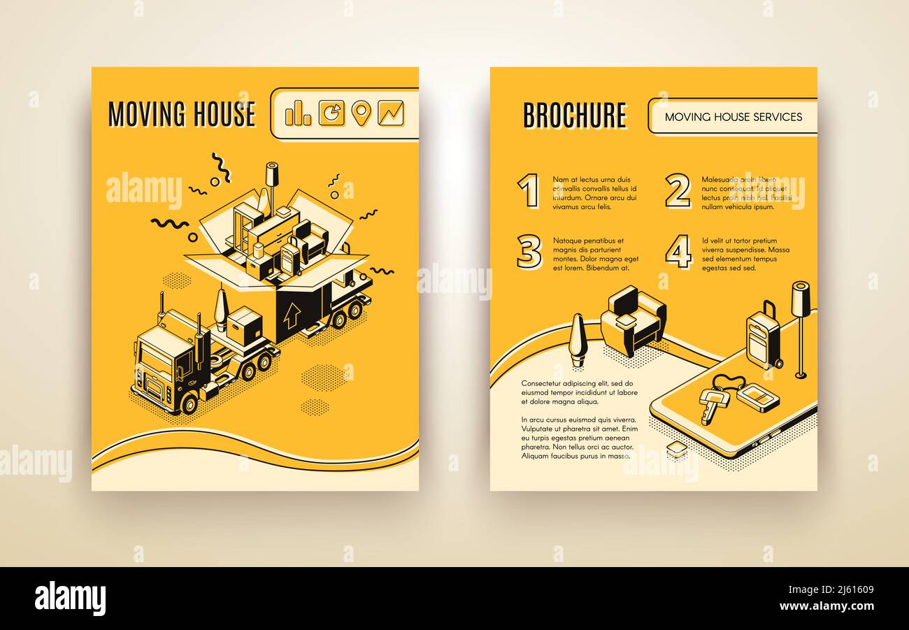 House moving, relocation company, delivery service isometric ...