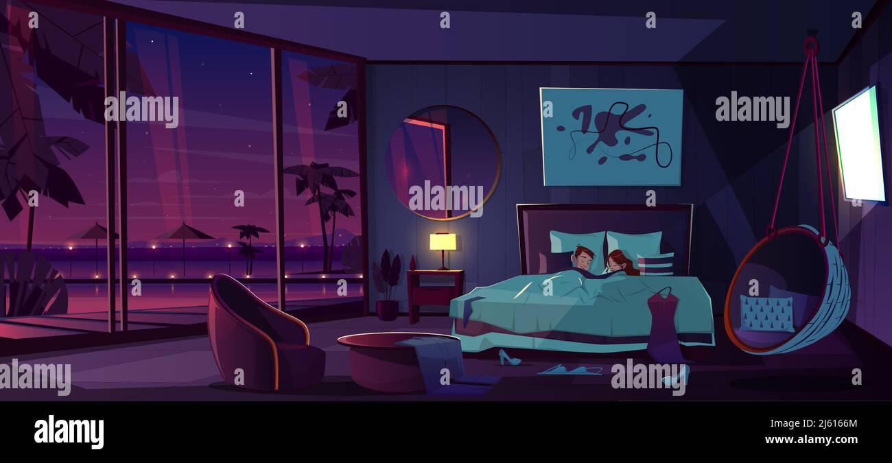 Night pool couple swimming Stock Vector Images - Alamy