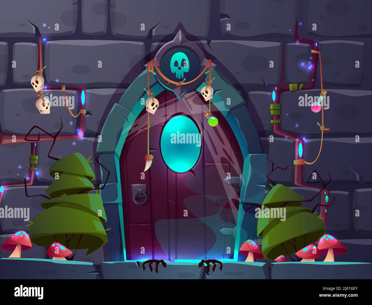 Magical entrance or portal in fantasy world cartoon vector. Mystic ...