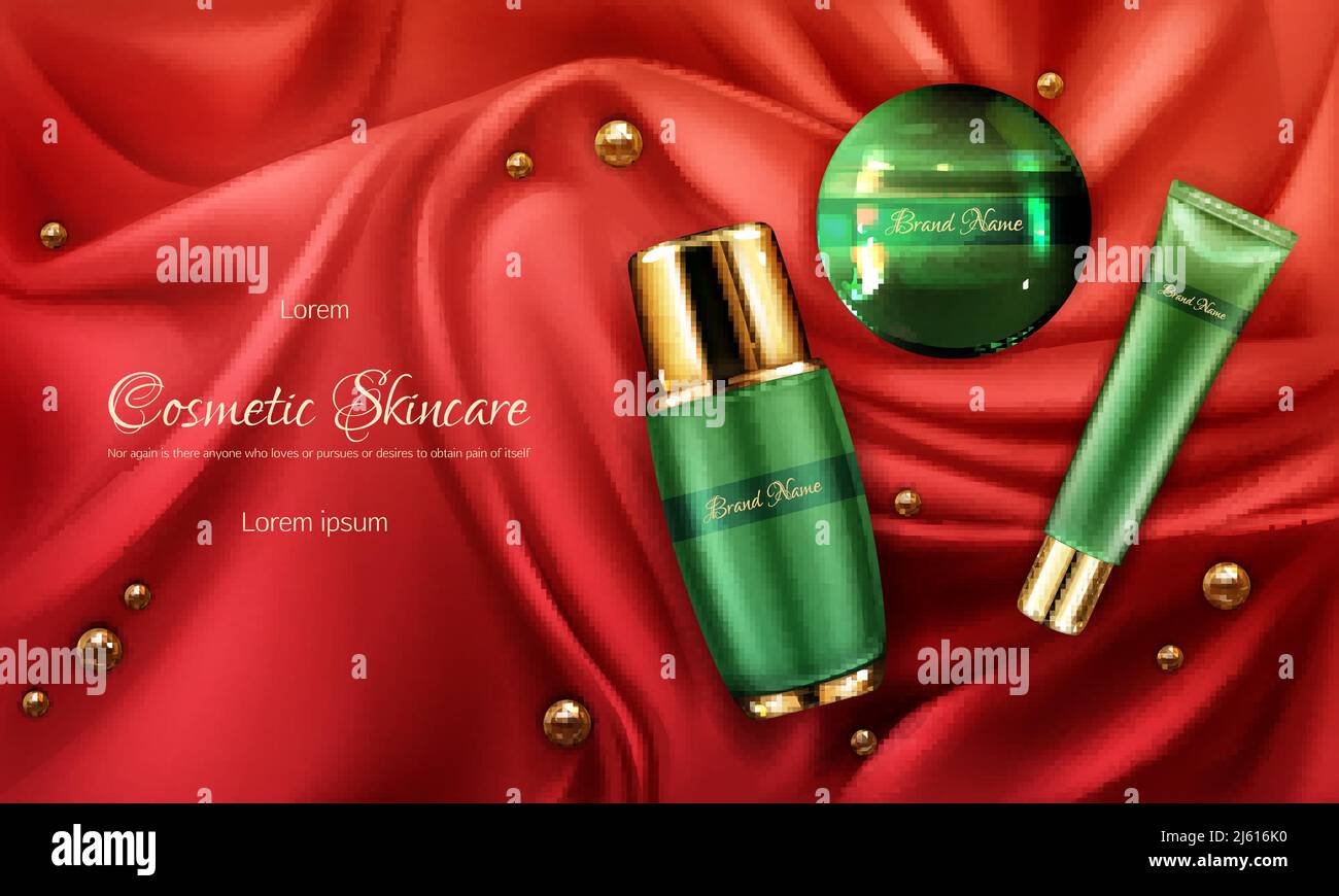 Skincare cosmetics products line 3d realistic vector ad banner, promo ...