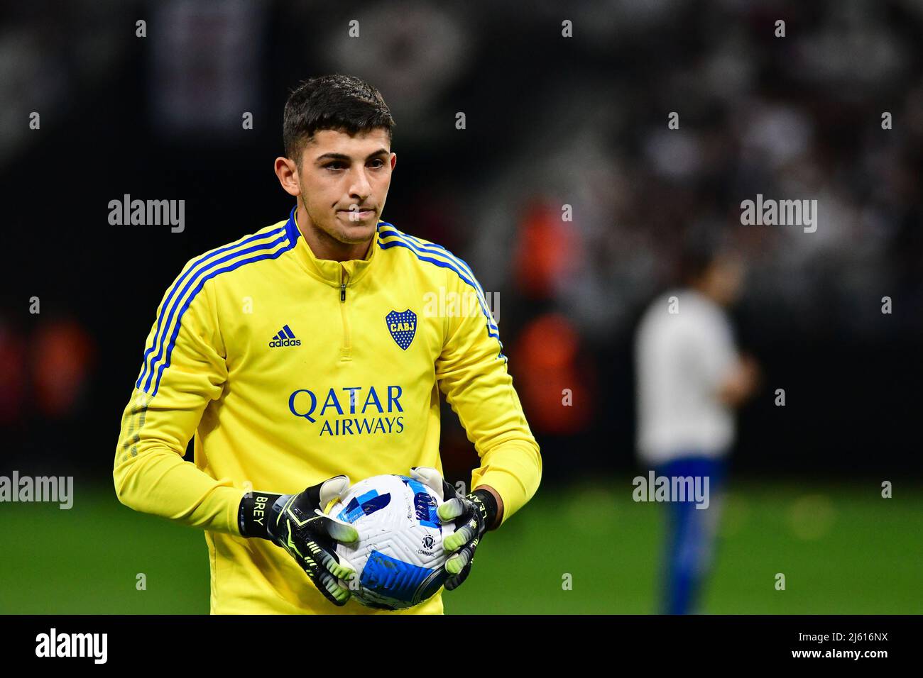 SÃO PAULO, BRASIL - APRIL 26: Leandro Brey of Boca Juniors warming up ...