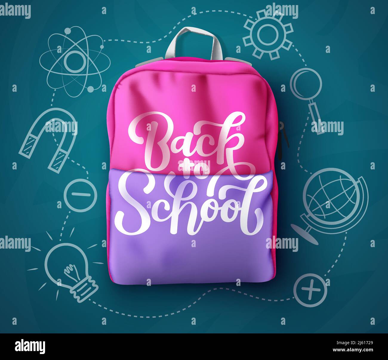 School backpack vector concept design. Back to school text in bag with ...