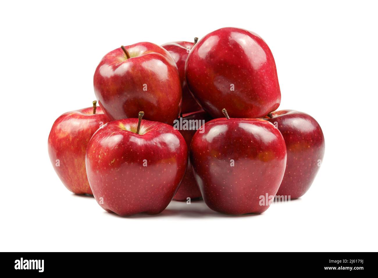 Group of red apples isolated on white background forming a huddled ...