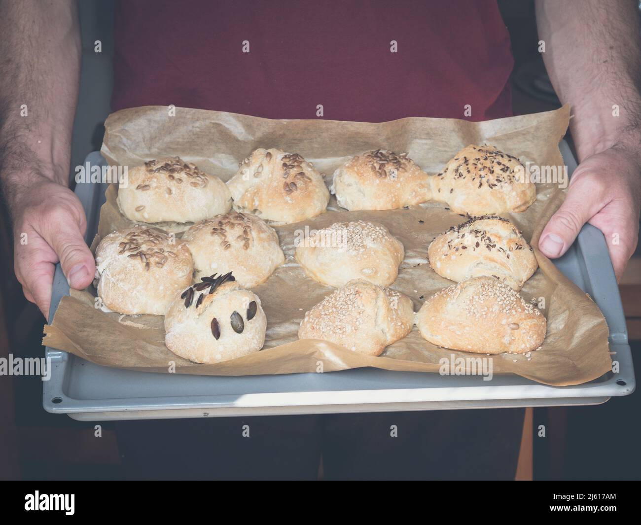 bakery - fresh baked crusty bread, buns and sunday rolls decorated with ...